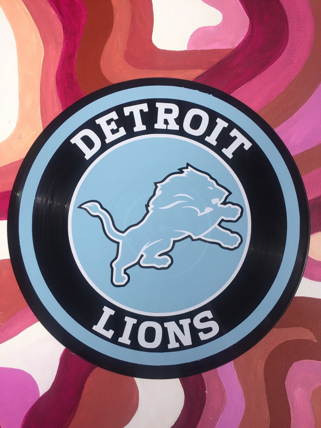 Detroit Lions Vinyl Record Art, Vinyl Record Sports Decor, Vinyl Record ...