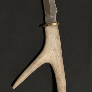 Deer Antler Blade Knife Stainless Steel With the Brass Hilt - Etsy