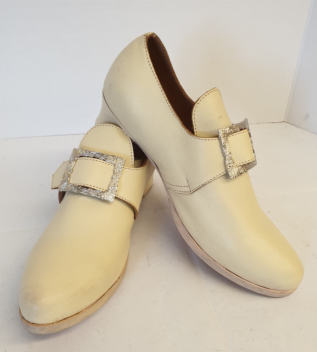 C18th/georgian Ladies Buckle Shoe Cream - Etsy