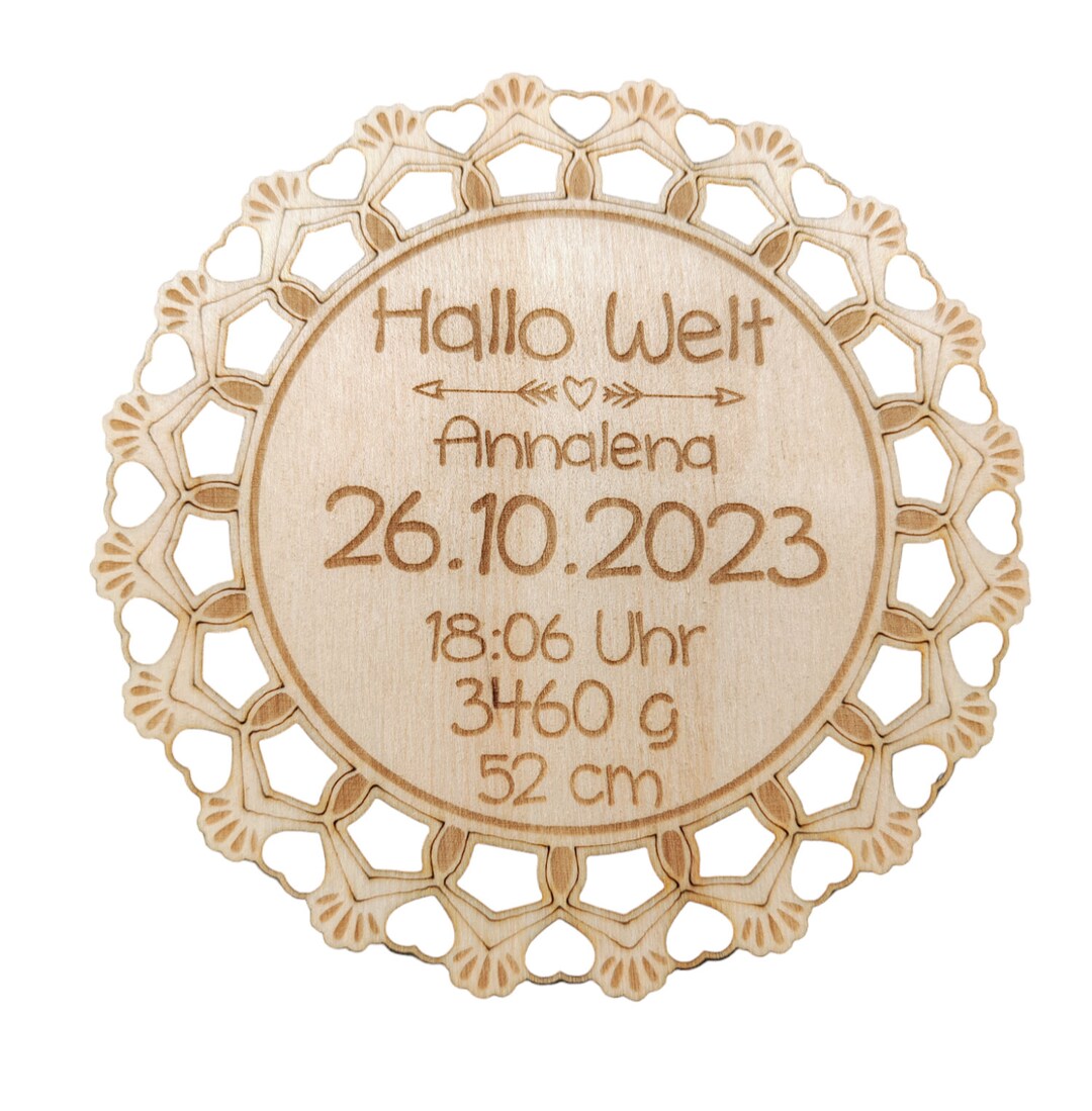 Personalized Wooden Plate Hello World, Photo Shoot, New Born, Baby ...