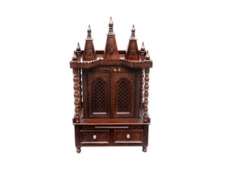 Teak Wood Hand Carved Mandir Style#9033 - Etsy