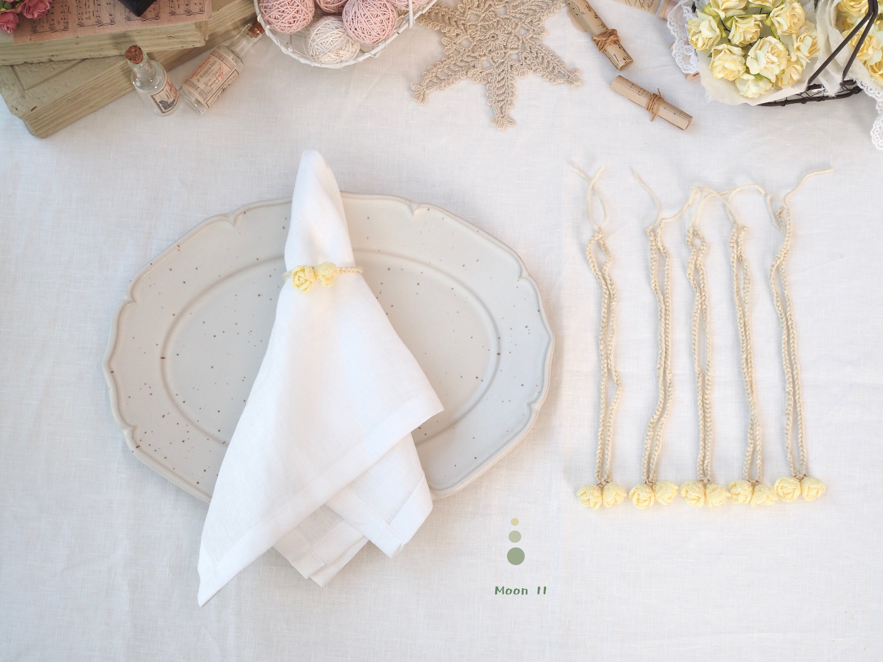 Napkin Rings Set of 6-handmade Crochet Mini Rose Yellow - Etsy