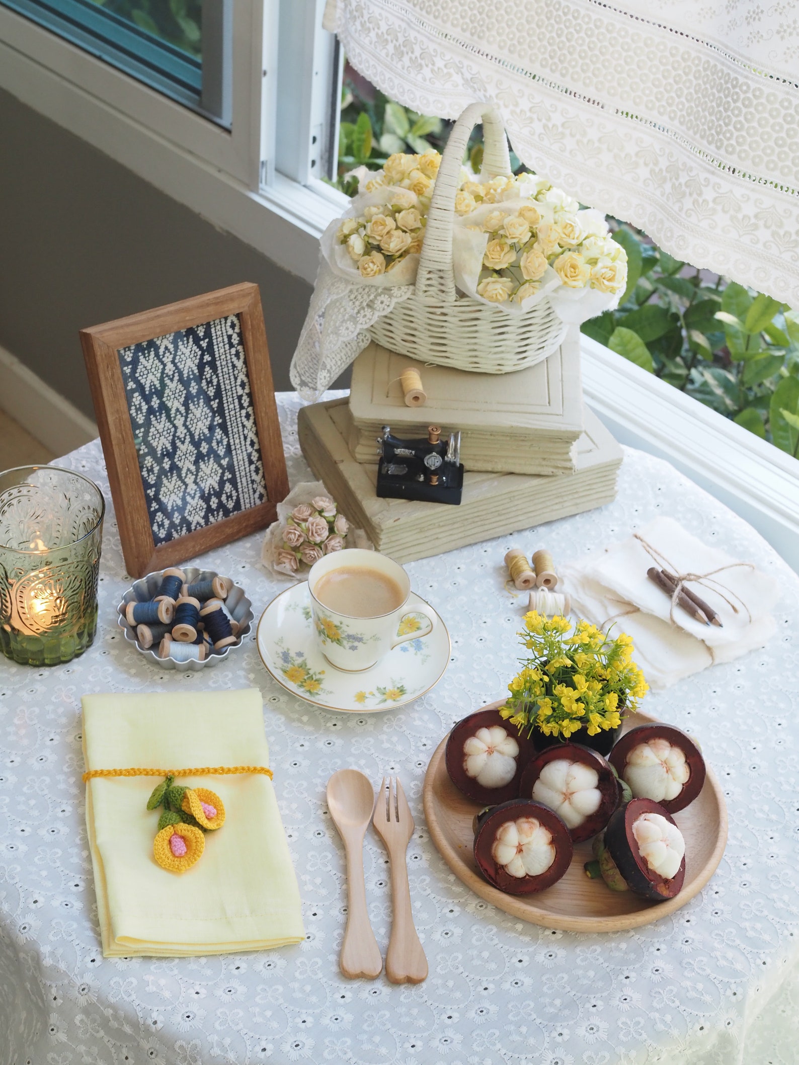 Pair of Gypsophila Flower Lace Cafe Curtain 03 With Calla Lily Curtain ...