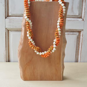 Orange Rose and White Crown Flower Lei ,clay Flower Lei, Hawaiian Lei ...