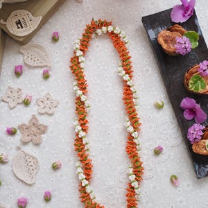 Orange Rose and White Crown Flower Lei ,clay Flower Lei, Hawaiian Lei ...