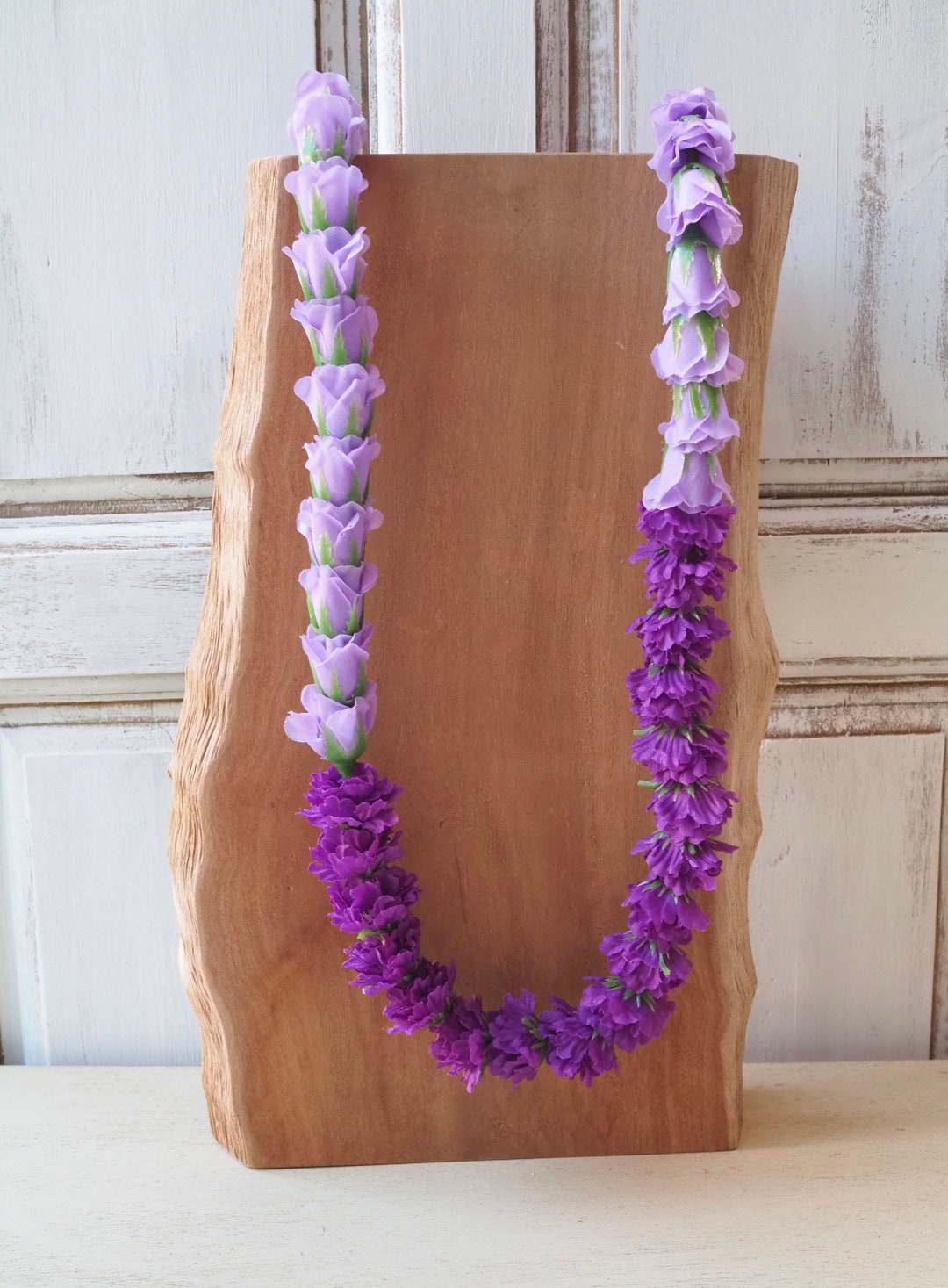 Purple Rose Bud Flower Lei, Hawaiian Lei, Summer Necklace, Aloha Lei ...