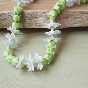 Green Rose Bud & Jasmine Lei ,clay Flower Lei, Hawaiian Lei , Summer ...