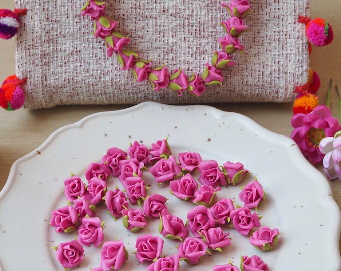 25 Pcs Pink Rose Bud (02), Rose Bead Clay Flower , Rose Bud for Jewelry ...