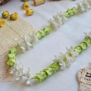 Handmade Clay Flower Lei, Green Rose Bud & Jasmine, Hawaiian Lei - Etsy