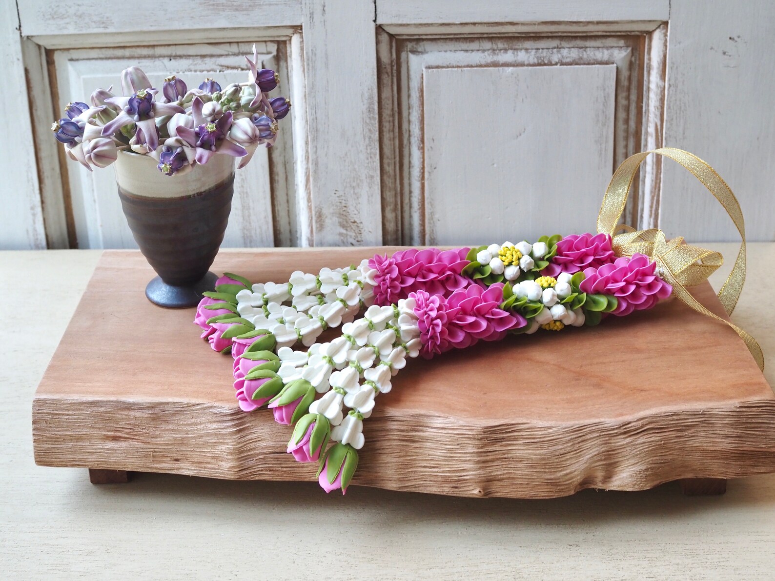 Authentic Thai Clay Flower Garland, Thai Malai ,graduation Lei ,worship ...