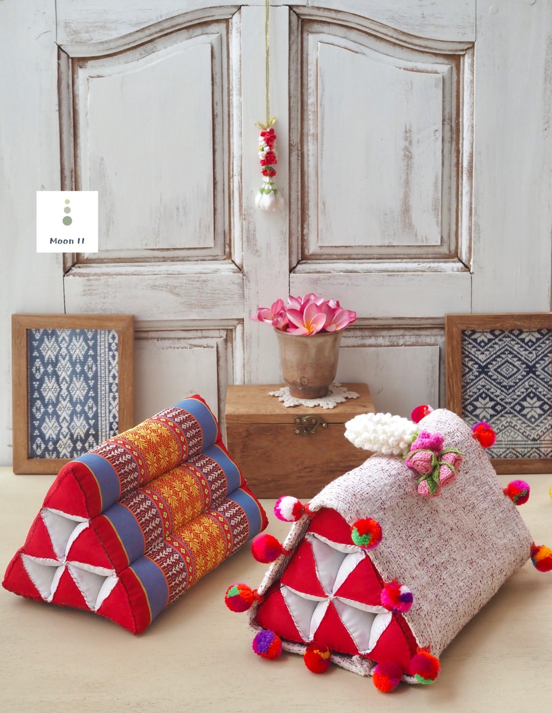 Authentic Thai Triangle Pillow Crafted With Oganic Cotton Pillowcase 02 ...