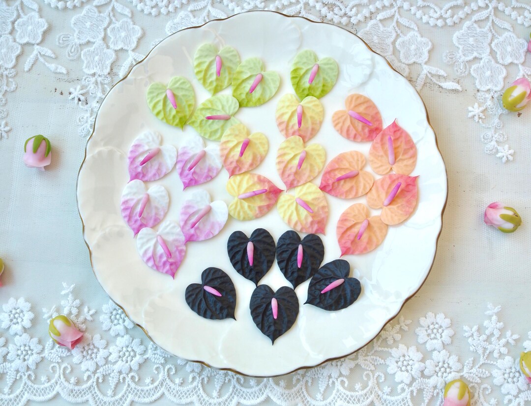 Mixed Color Mini Anthurium Clay Flowers (02 ): DIY Jewelry Making ...