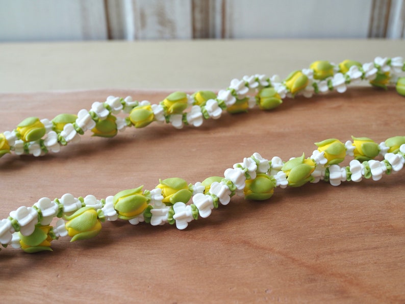 Yellow Rosebud Clay Lei, White Crown Flower, Hula Necklace - Etsy