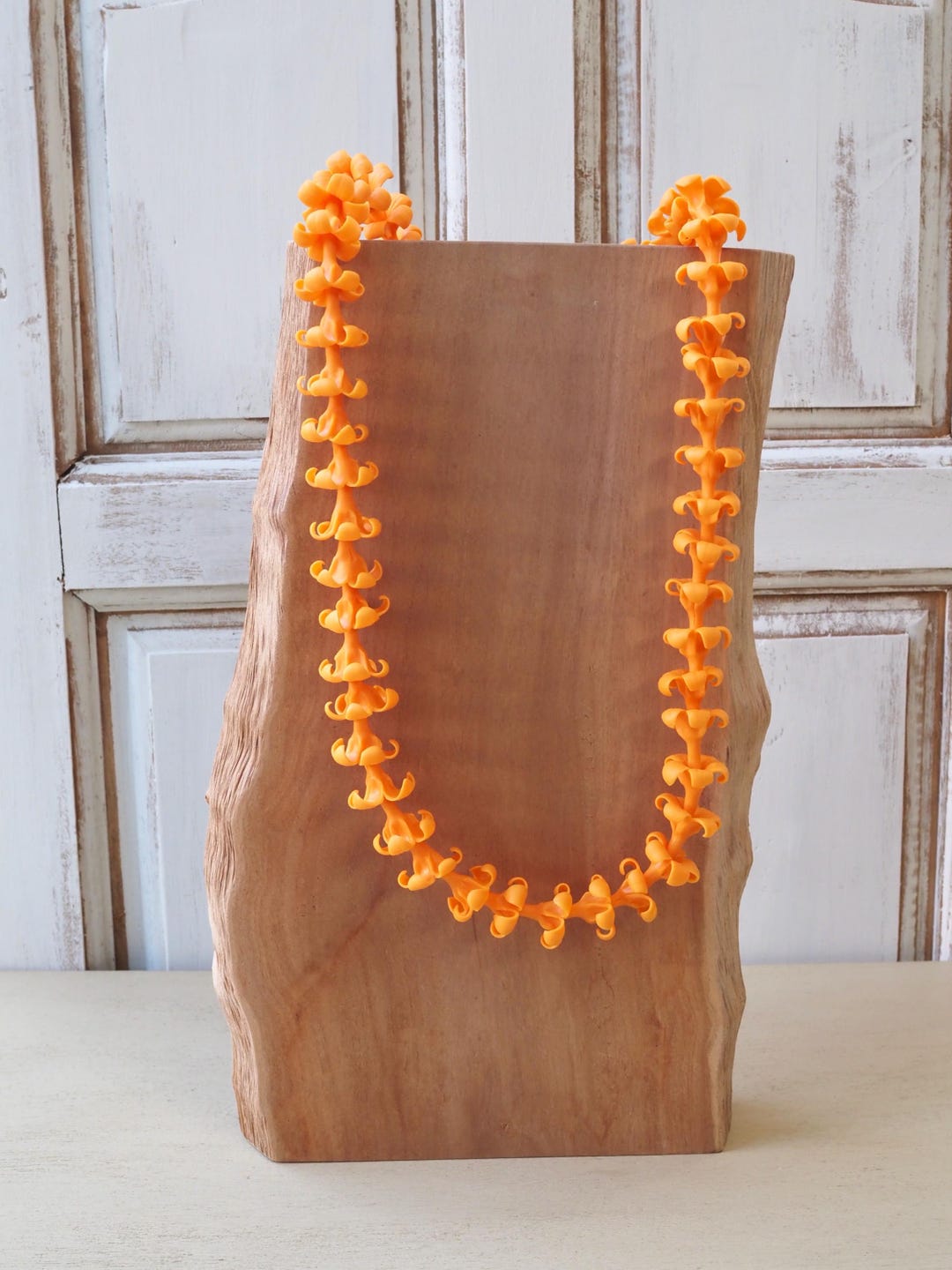 Orange Puakenikeni Lei ,clay Flower Lei, Hawaiian Lei , Summer Necklace ...