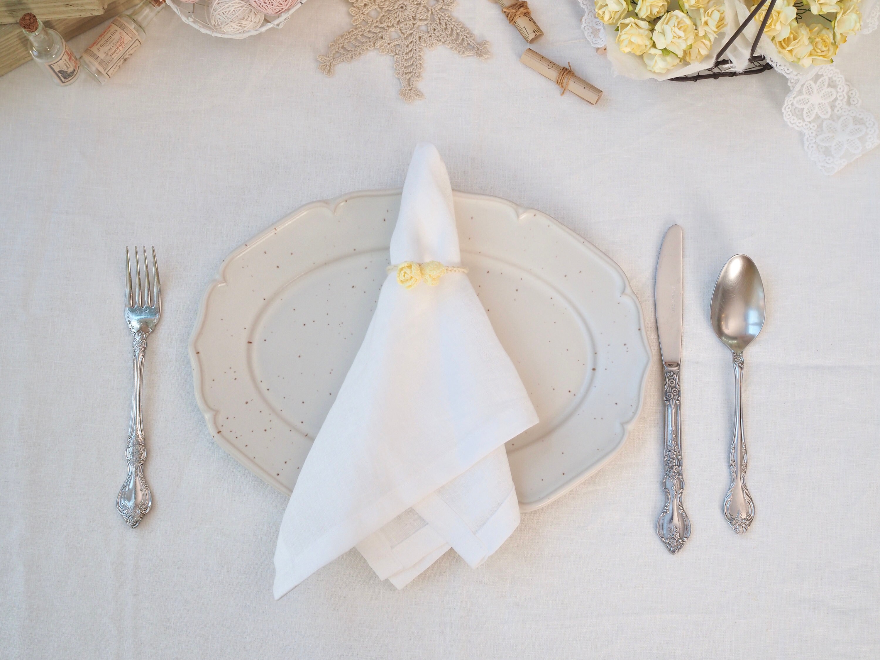 Napkin Rings Set of 6-handmade Crochet Mini Rose Yellow - Etsy