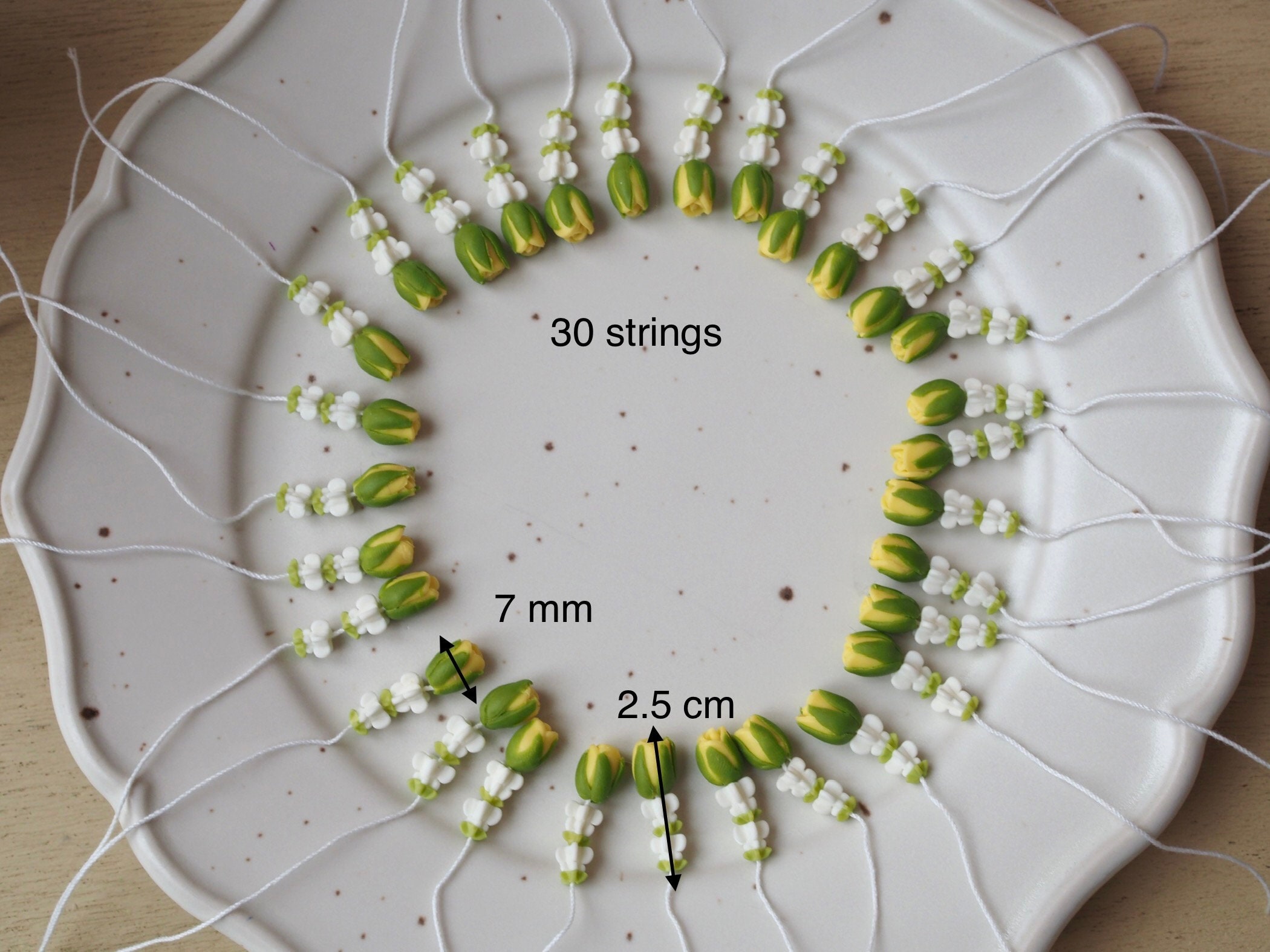 30 Strings Rose Bud With Crown Flower ,clay Flower for Jewelry Making ...