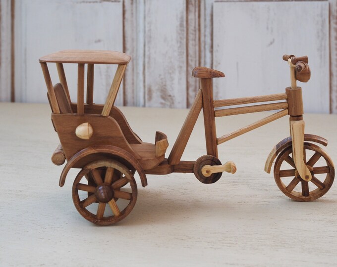 Teak Wood Pedicab | Upcycled Elegance for Sustainable Decor |rustic ...