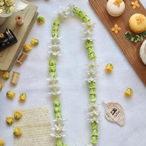Green Rose Bud & Jasmine Lei ,clay Flower Lei, Hawaiian Lei , Summer ...