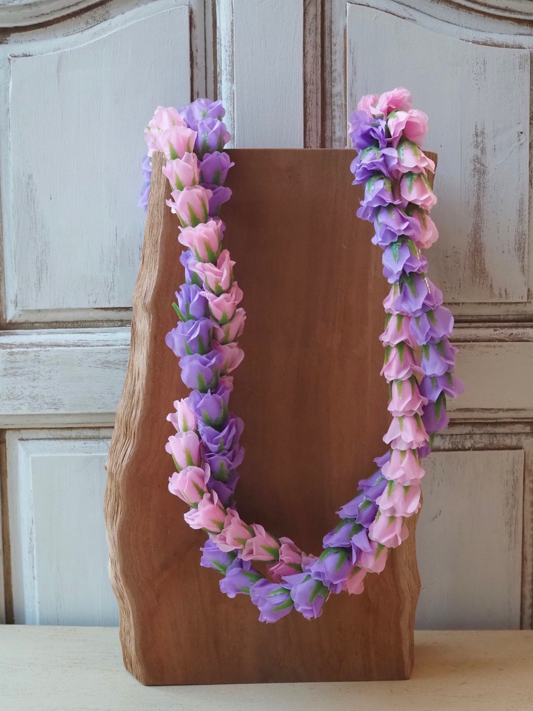 Pink & Purple Rose Flower Lei, Hawaiian Lei, Summer Necklace, Aloha Lei ...