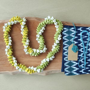 Green & Yellow Rose Bud and Crown Flower Lei ,clay Flower Lei, Hawaiian ...