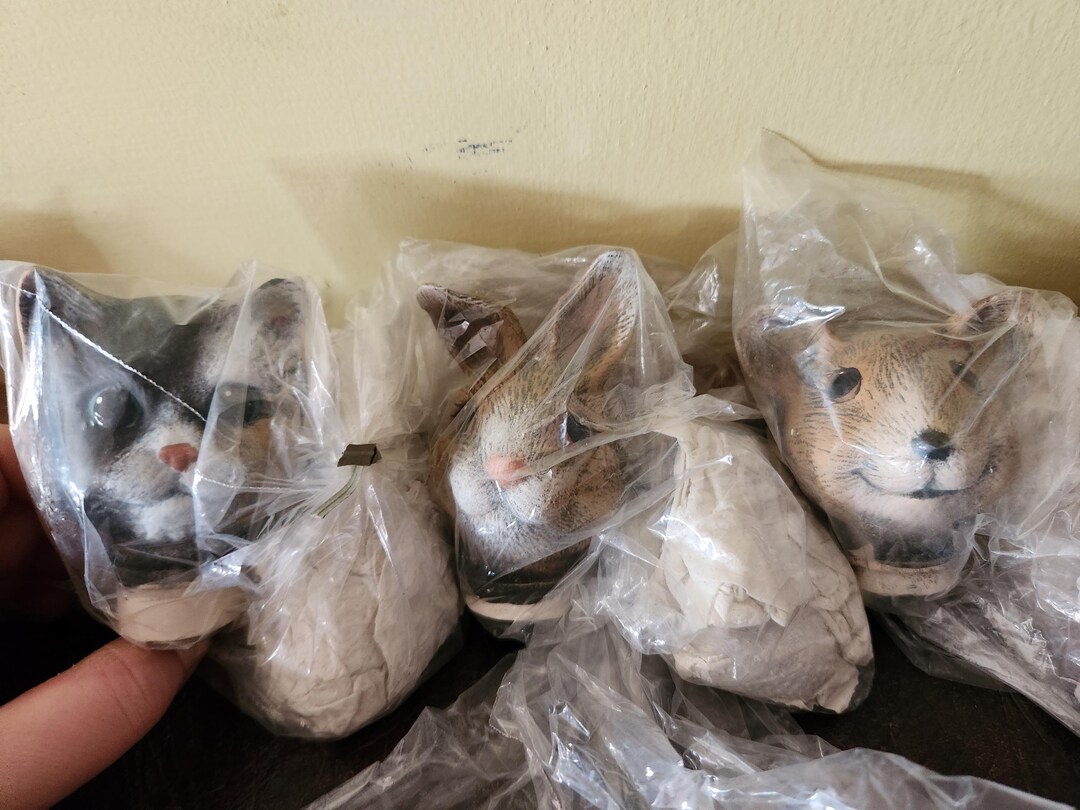 Set of 3 Ceramic Animal Heads and Feet cat, Rabbit, and Mouse - Etsy