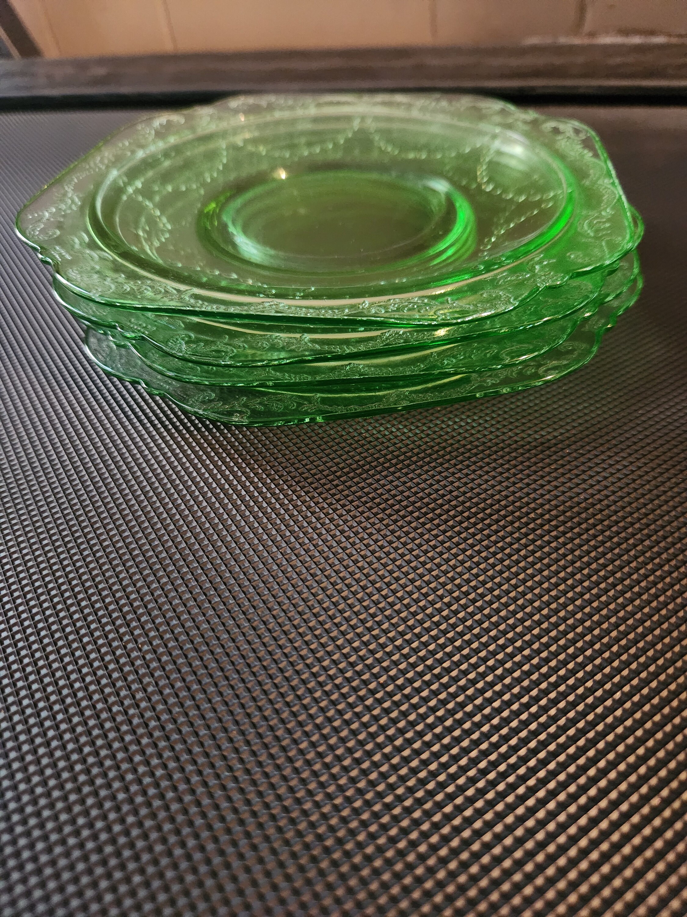 Set of 4 Green Uranium Glass Dishes - Etsy