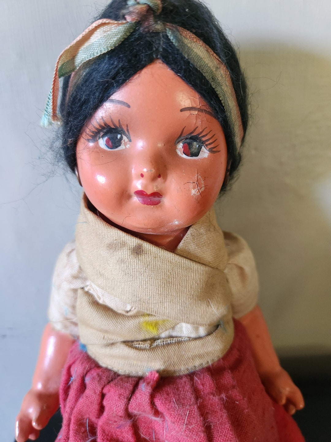 Muñeca hispana vintage con cabeza, brazos y manos de barro - Etsy España