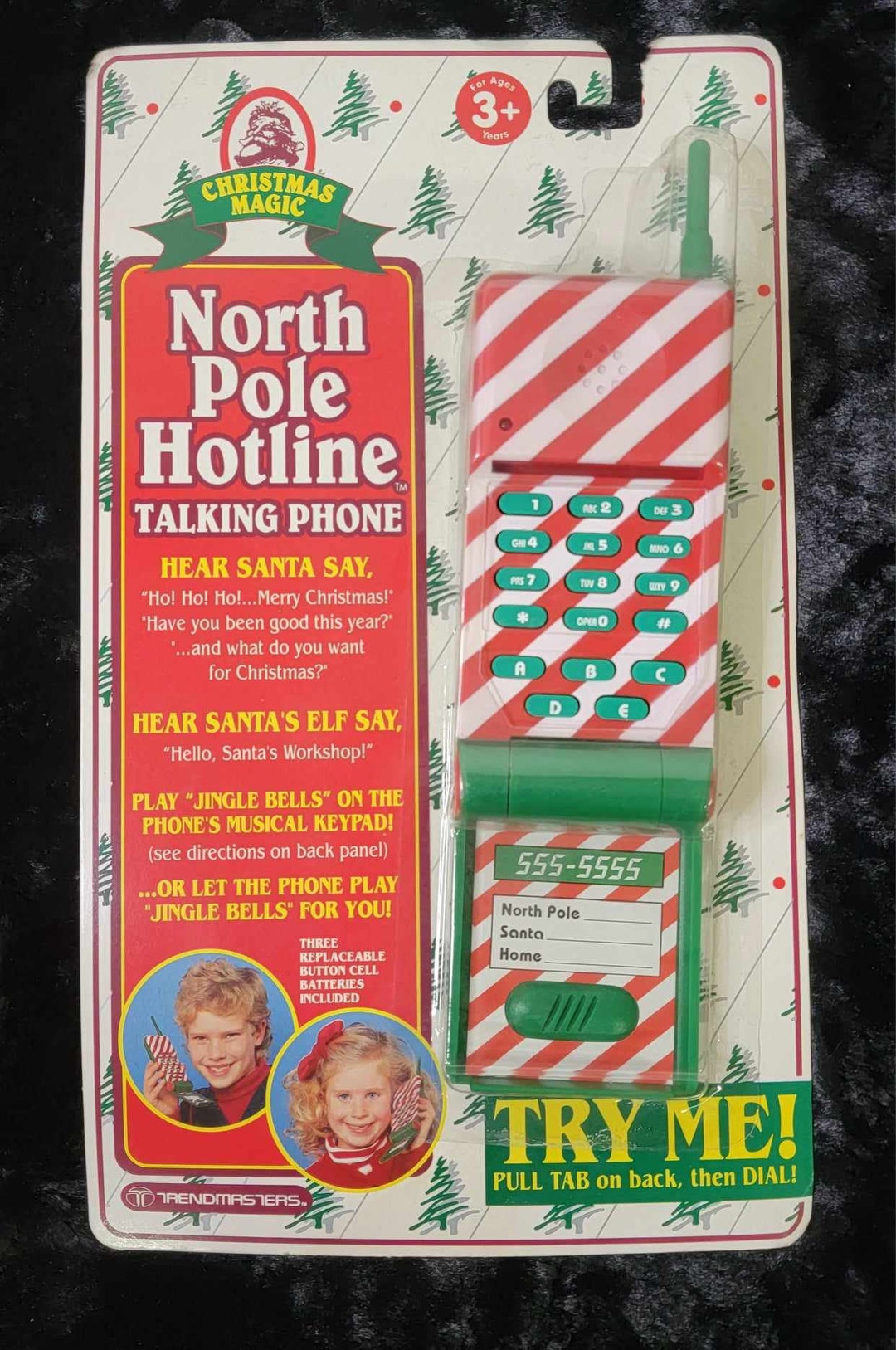 Vintage 1990s Trendmasters Talking Santa- Flip Phone Battery Operated ...