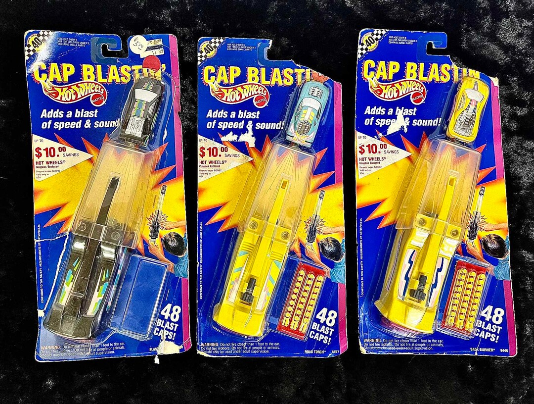 Vintage 1990 Hot Wheels LOT of 3 Cap Blastin' 9451 ROAD TORCH 1:64 ...