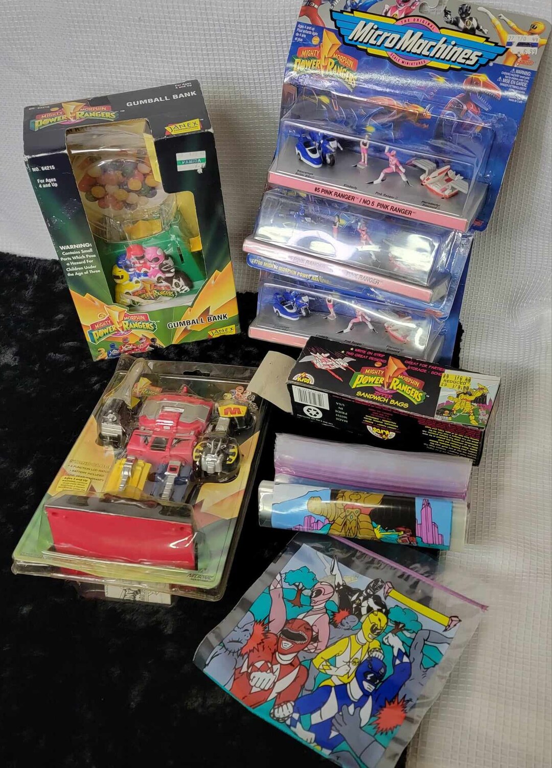 Huge Power Rangers Lot Pink Action Figures, Clock, Gumball Machine ...