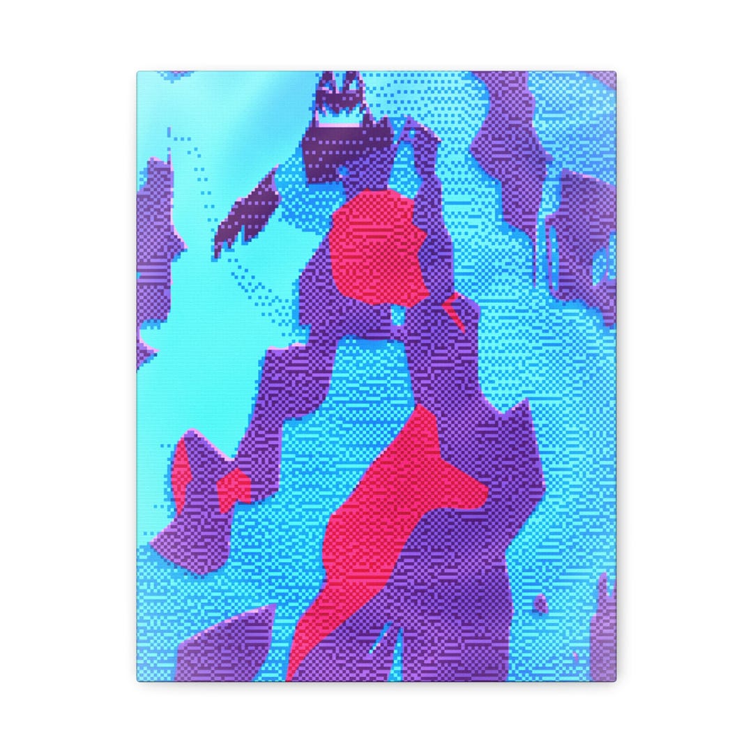 Retro Ice Cave Glitch Aesthetic Canvas Art | Cool Toned Abstract Winter ...