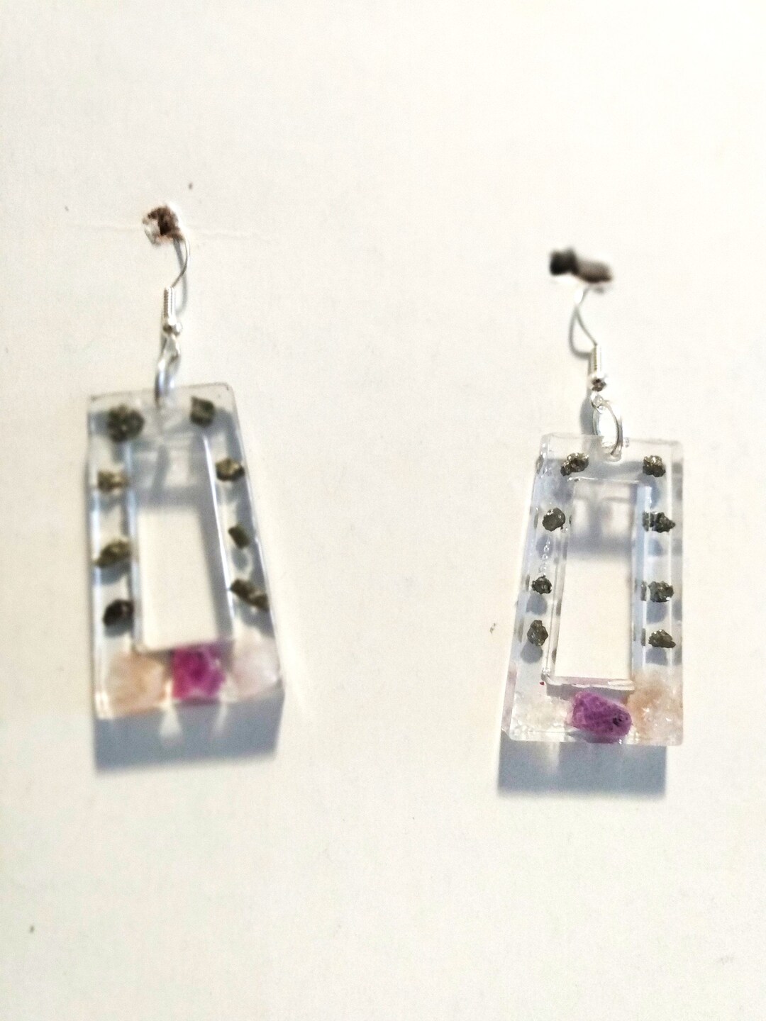 Meteorite With Quarts and Amethyst Clear Handmade Resin Earrings - Etsy