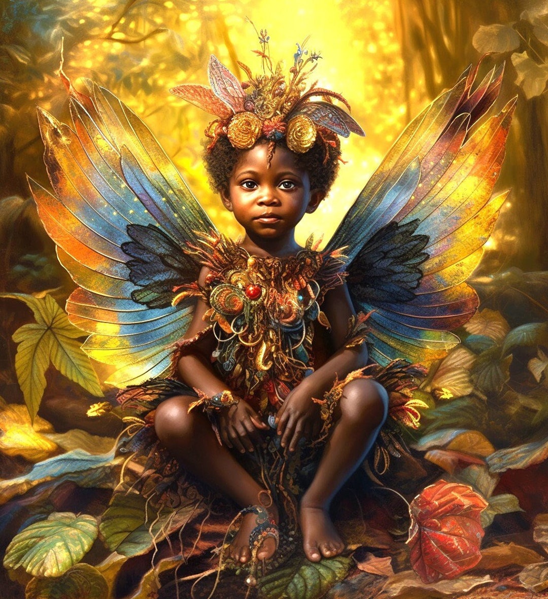 African American Fairy Child With Wispy Wings - Etsy