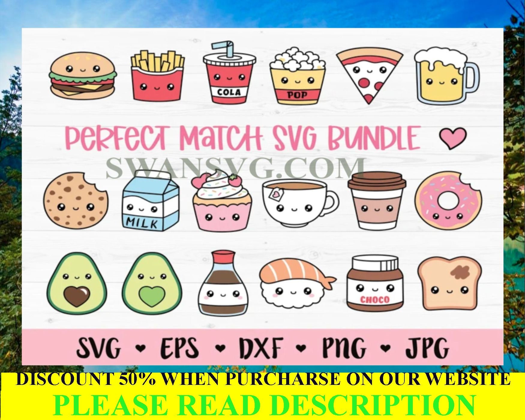 Kawaii Food SVG Bundle Friendship Svg Best Friend Svg Love - Etsy