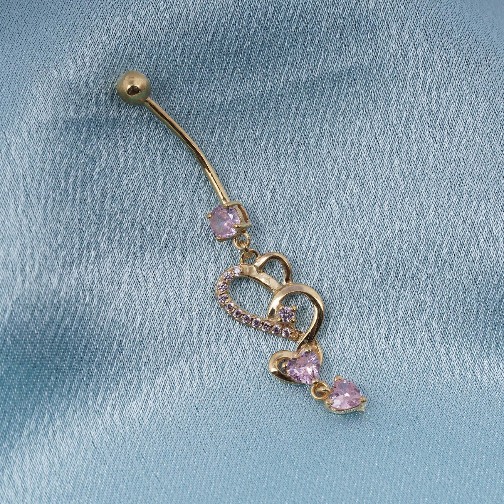 Women's Pink Sapphire Belly Button Ring, Small Belly Ring Diamond ...