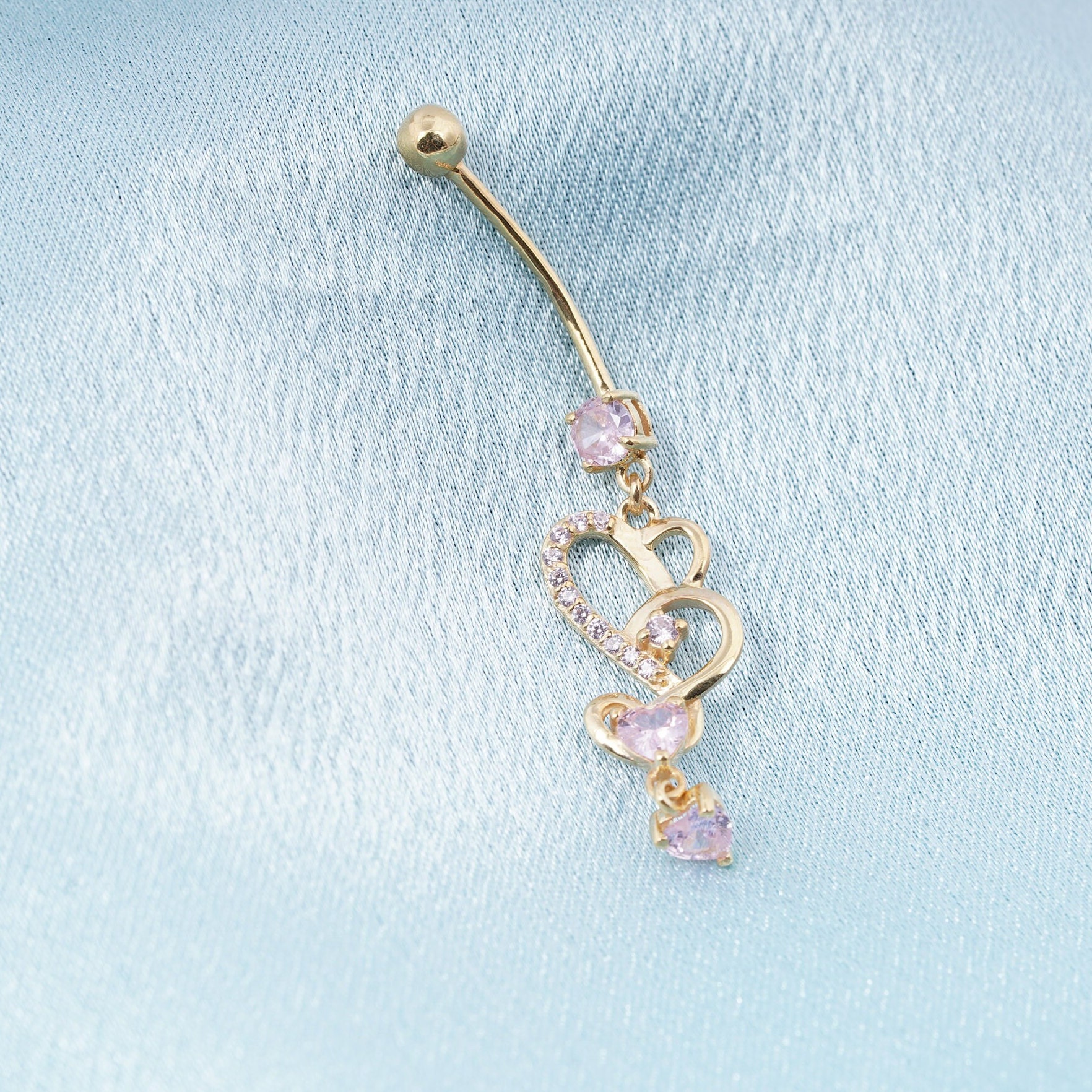 Women's Pink Sapphire Belly Button Ring, Small Belly Ring Diamond ...