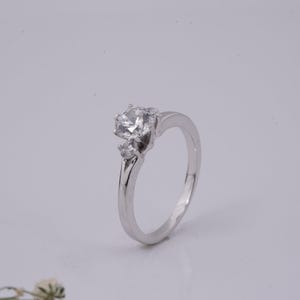 Dainty Round GRA Moissanite Ring, 14K Gold Plated, 925 Sterling Silver ...