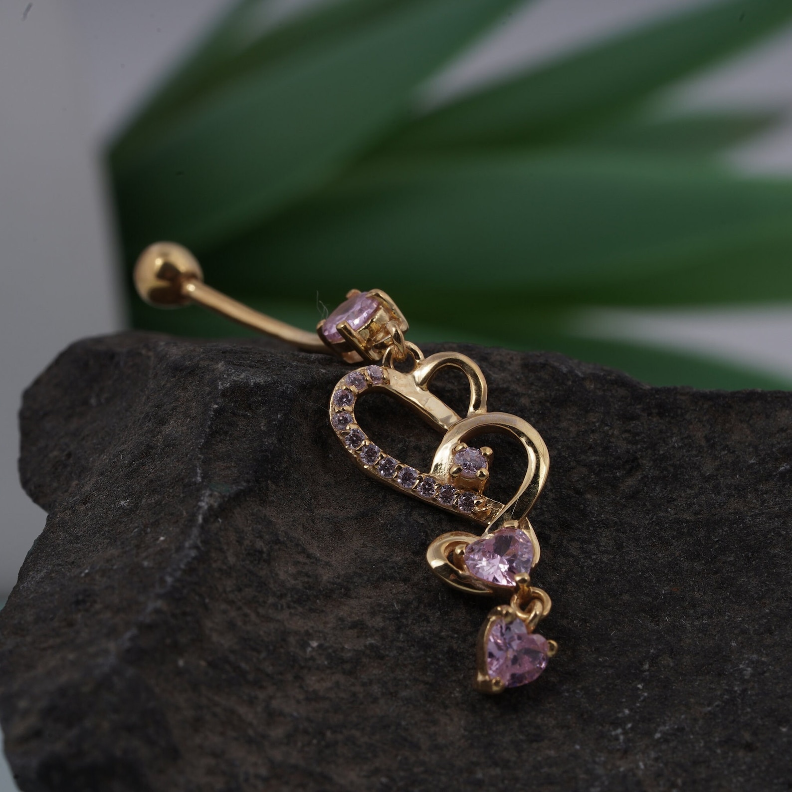 Women's Pink Sapphire Diamond Belly Button Ring Small Belly Ring ...