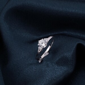 Dainty Round GRA Moissanite Ring, 14K Gold Plated, 925 Sterling Silver ...