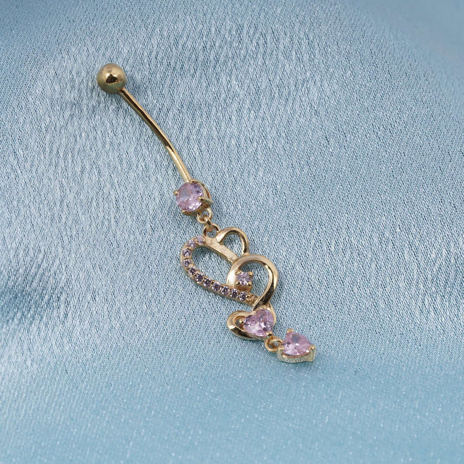 Women's Pink Sapphire Belly Button Ring, Small Belly Ring Diamond ...