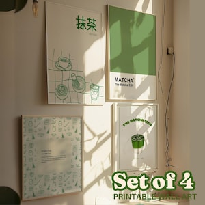 Set of 4 Matcha Drink Print, Matcha Club Matcha Kitchen Wall Art ...