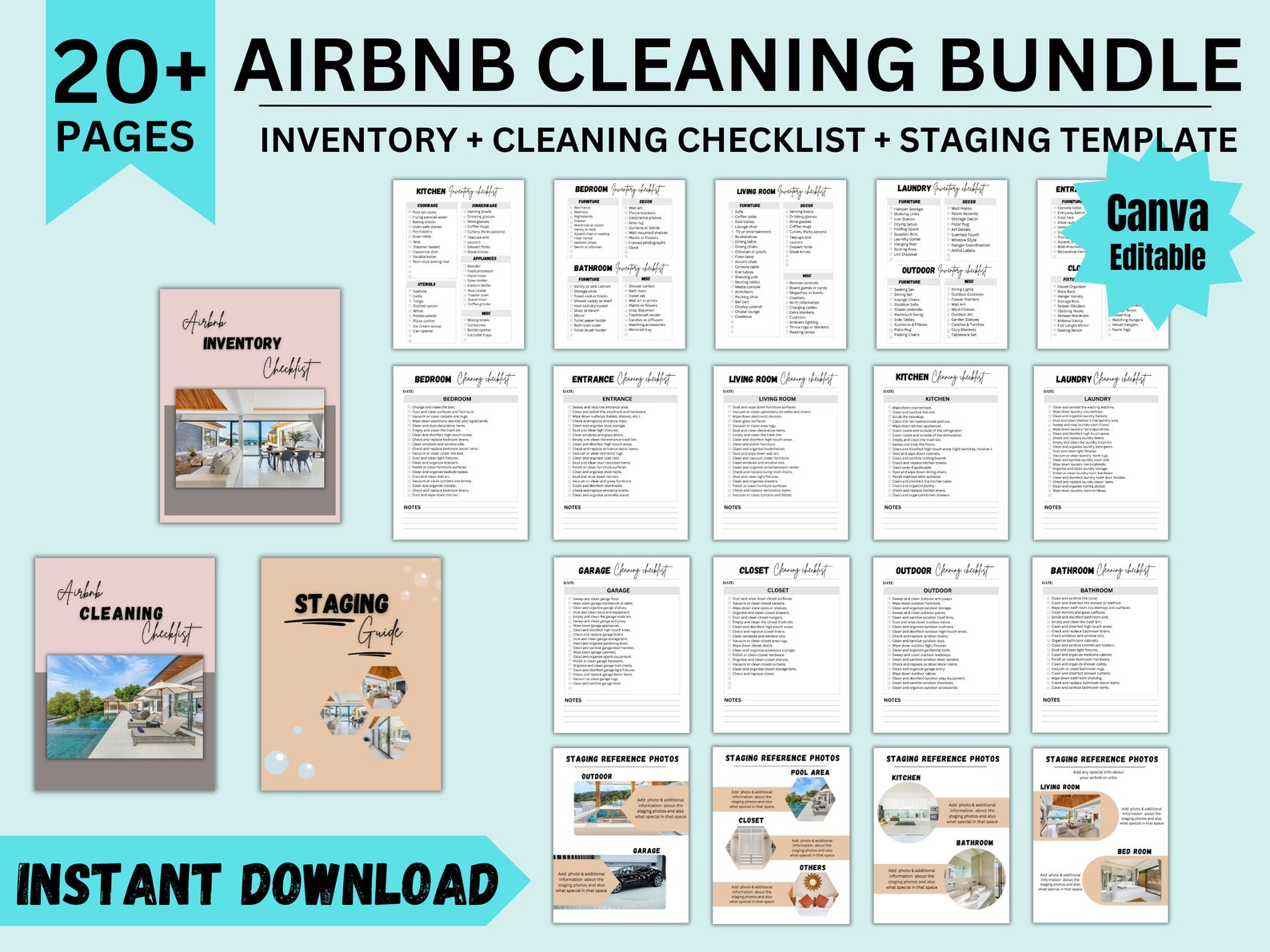 Airbnb Checklist Template Bundle, Editable Airbnb Inventory Tracker ...