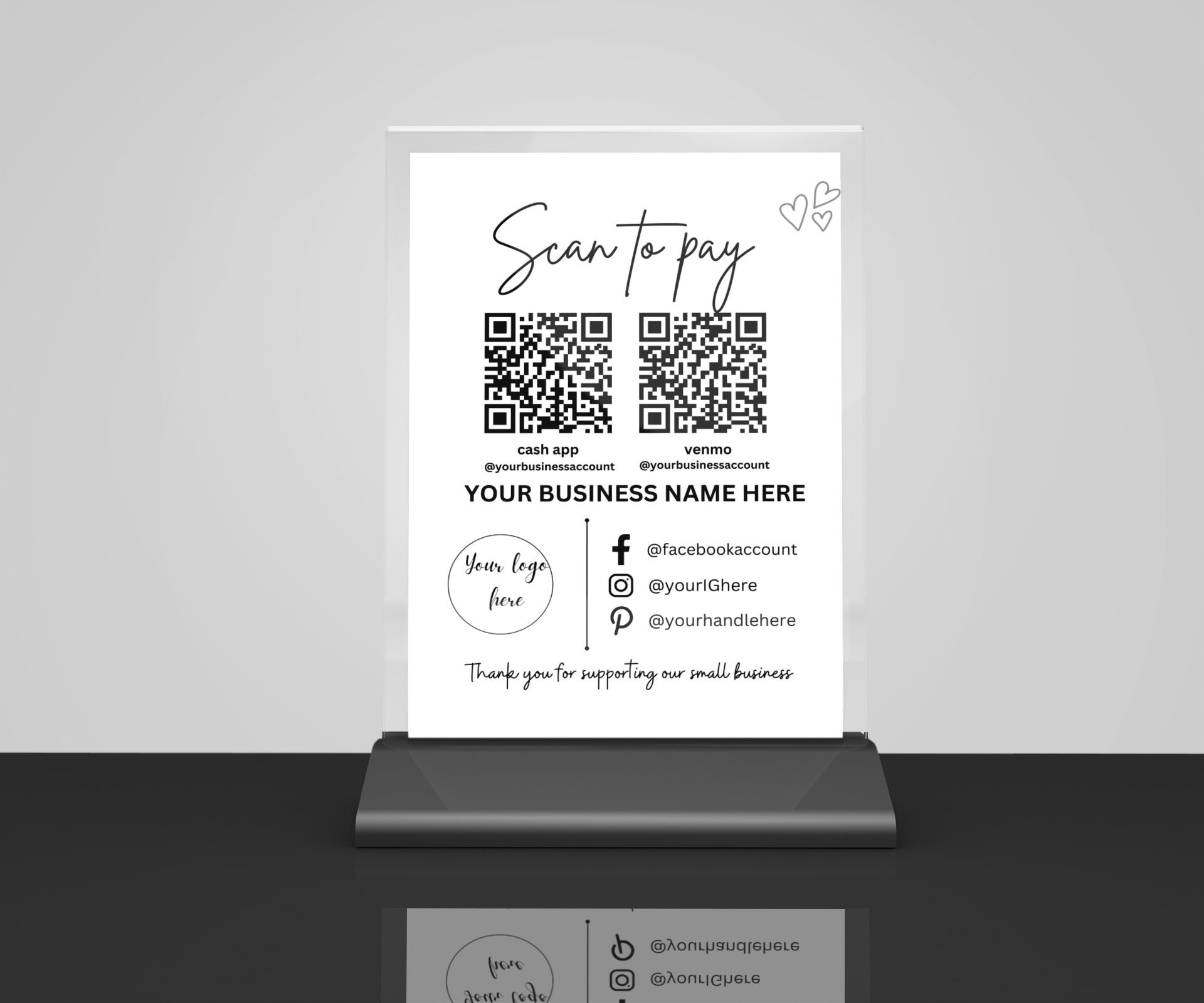 Editable Scan to Pay Template , Payment QR Code Sign, Small Business ...