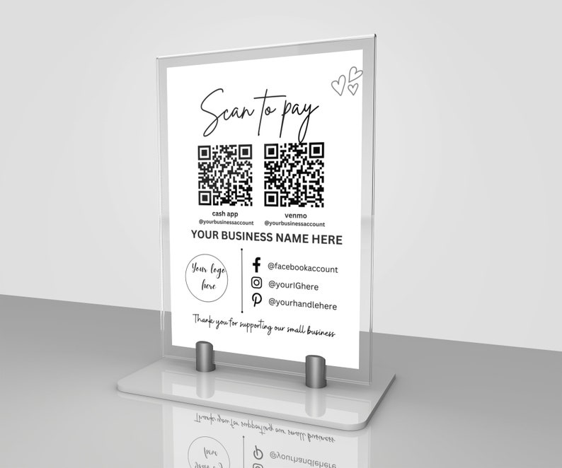 Editable Scan to Pay Template , Payment QR Code Sign, Small Business ...