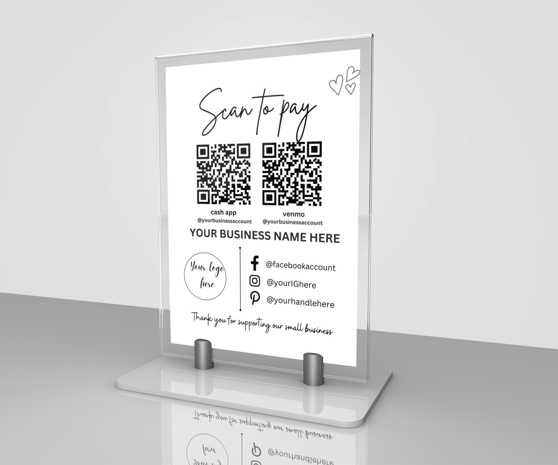 Editable Scan to Pay Template , Payment QR Code Sign, Small Business ...