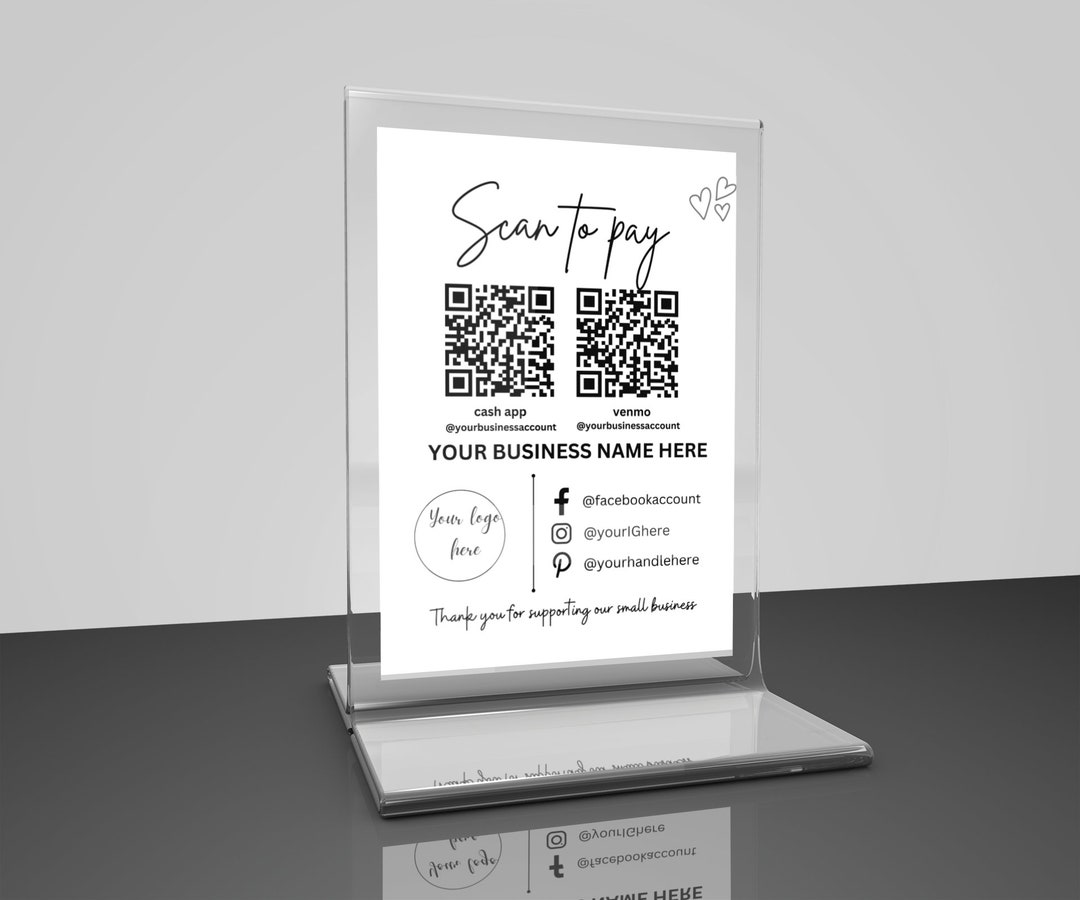 Editable Scan to Pay Template , Payment QR Code Sign, Small Business ...