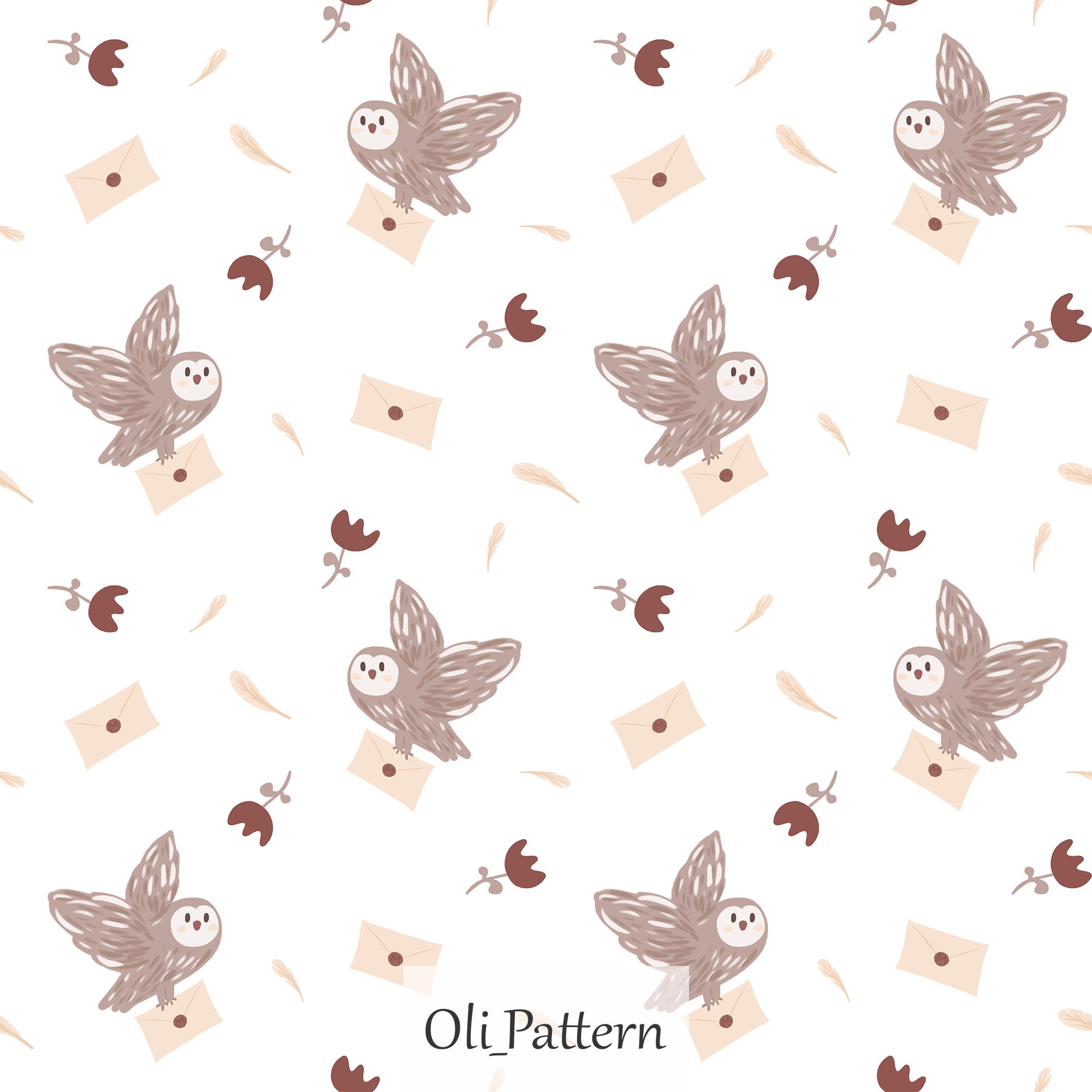 Magic Owl, Wizard Fabric Design, Children's Digital Paper Seamless ...