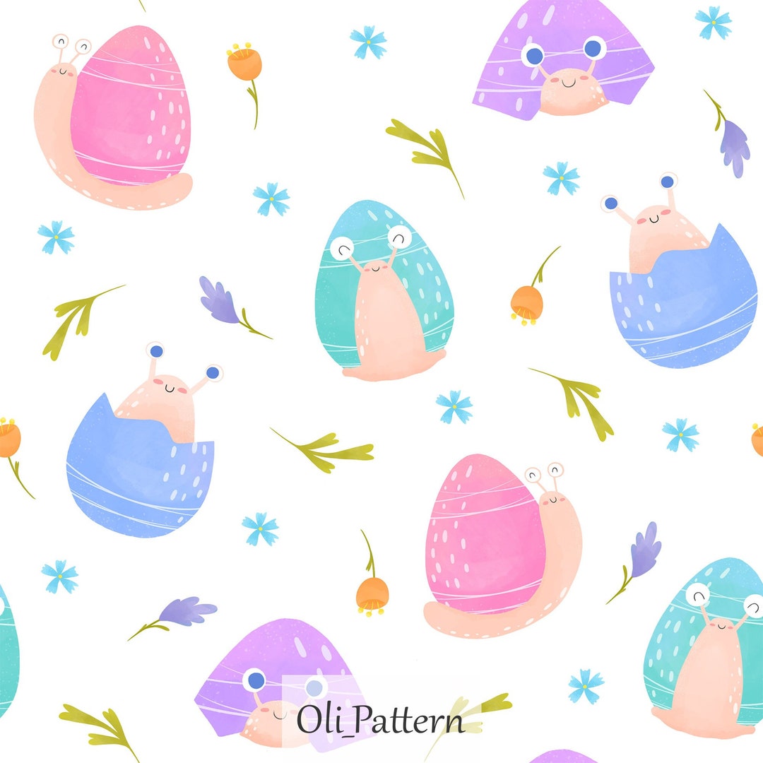 Easter Snail Seamless Pattern Cute Snail Repeating Pattern Spring ...