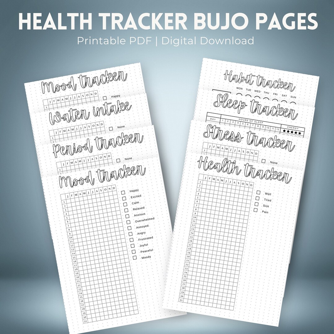 Pre Made Health Tracker Bujo Pages, Printable Bullet Journal, Bujo ...