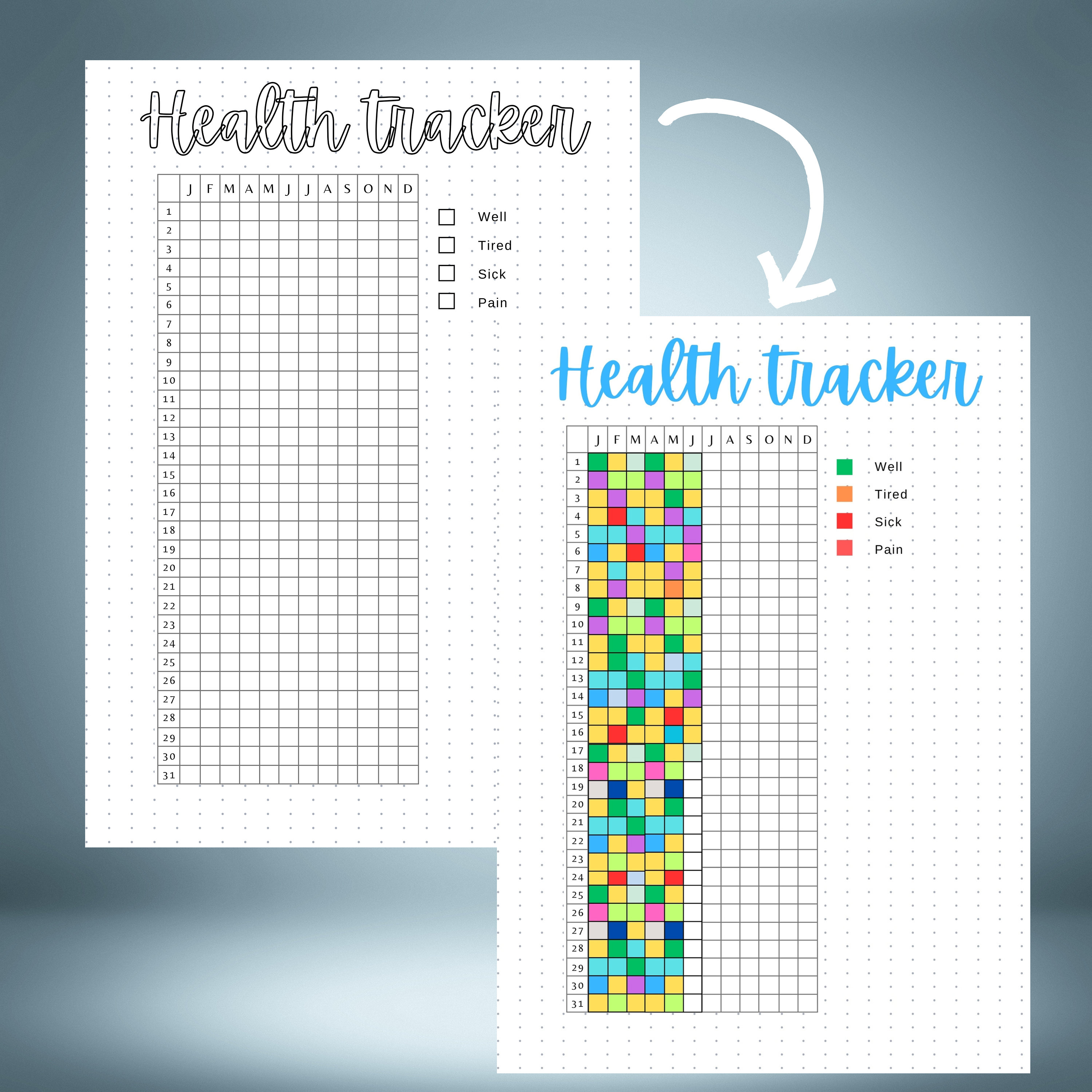 Pre Made Health Tracker Bujo Pages, Printable Bullet Journal, Bujo ...